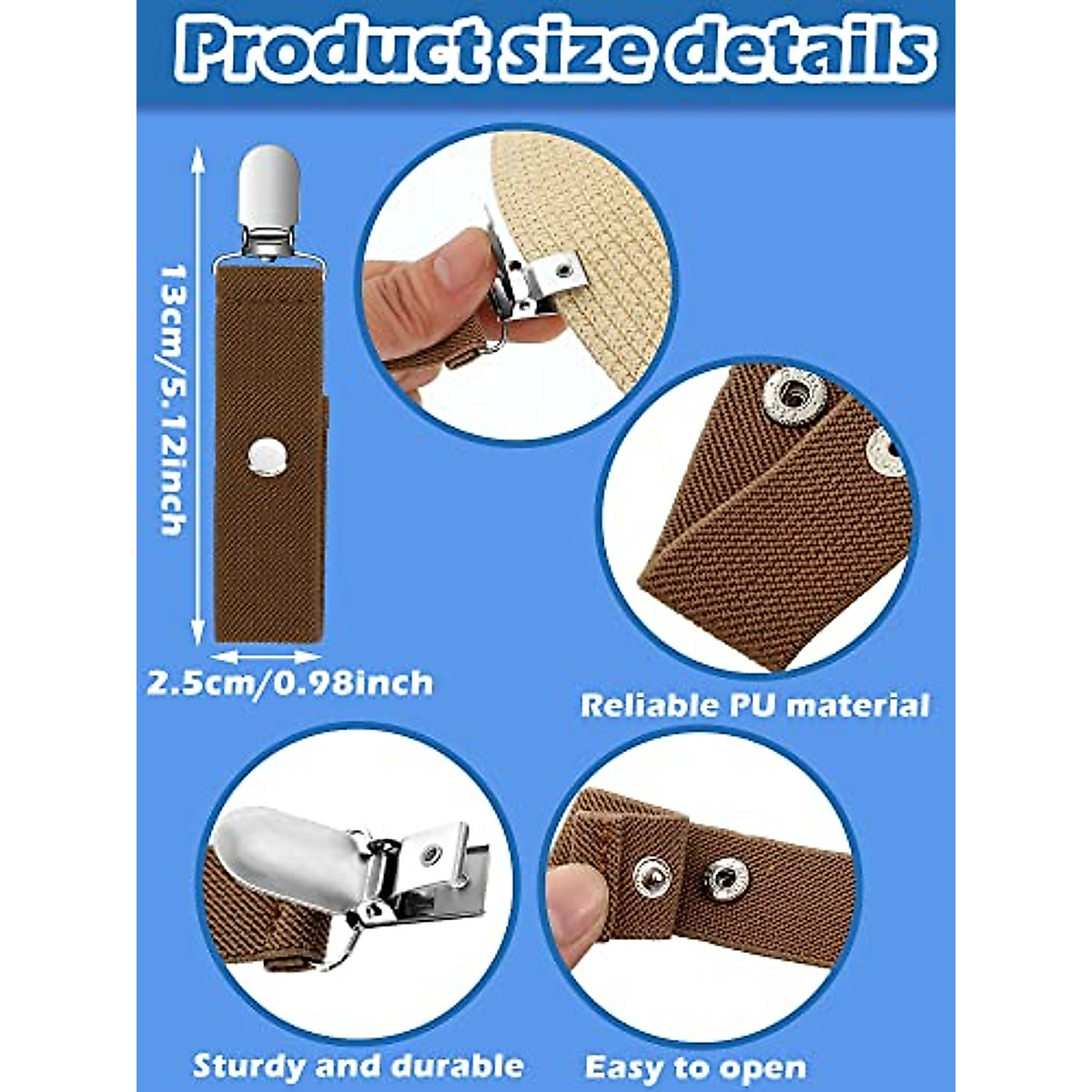 BBTO 6 Pcs Hat Clip for Summer Travel on Bag Luggage PU Leather Hat for Travel Hat Womens Sun Hat, Beach Hat Clip (Cute)