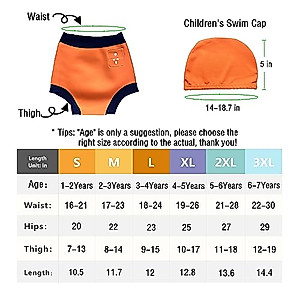 Reusable Swim Diapers for Baby, Leakproof Cloth Diapers Cover Washable, Waterproof Little Swimmers Nappy Trunks Infant Pull Ups (S, Orange)