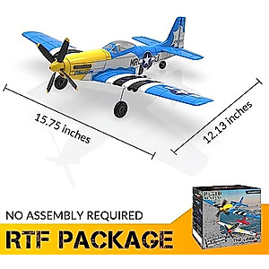 VOLANTEXRC RC Plane P51D Mustang RTF for Beginners, 2.4Ghz 4CH Remote Control Airplane Easy to Fly with Gyro Stabilization, Outdoor Hobby WWII Toy Gift for Kids & Adults (Blue)