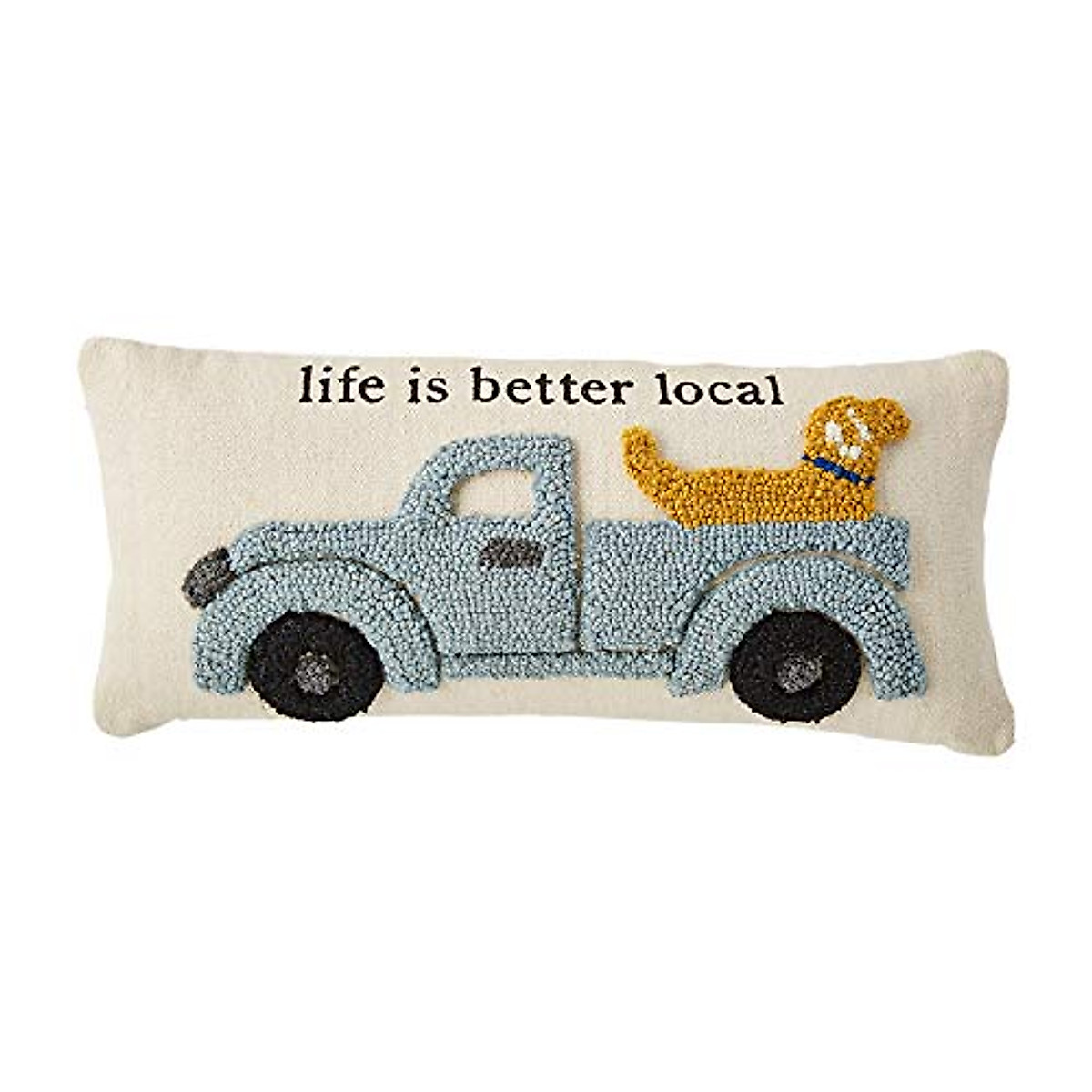 Mud Pie Farm Truck and Dog Hook Pillow, Gray