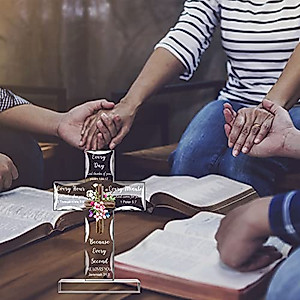 Acrylic Christian Standing Cross Inspirational Gifts with Bible Verse and Prayers Sunflower Religious Scripture Gifts for Women Men Friends Mom Wife Friends Colleague (Fresh Style)