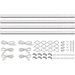 Barrina Grow Lights for Indoor Plants, Full Spectrum Sunlight, 2ft 40W (4 x 10W, 250W Equivalent), LED Bulbs, T5 Grow Lights, Plug and Play, Pinkish White, 4-Pack