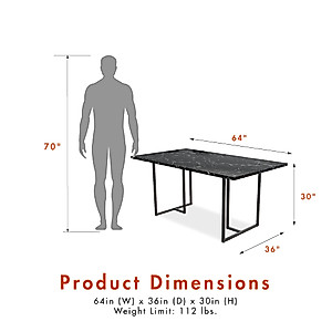 CosmoLiving by Cosmopolitan Astor Dining Table, Black, 64 in x 36 in x 30 in