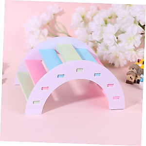 Ipetboom Chinchilla Toys Hamster Wooden Ladder Bridge Rat Chew Toy Guinea Pigs Climbing Toy Small Animals Cage Accessories for Chinchillas Gerbil Mice Ferret Rainbow Color Hamster Toys