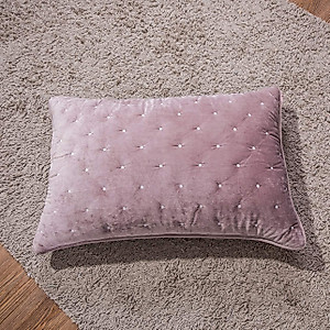 Tache Velvet Dreams Luxurious Velveteen Velour Super Soft Plush Warm Cozy Diamond Tufted Polka Dot Quilted Coverlet Light Purple Mauve Bedspread Set, King