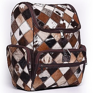 Hammi Cowhide Leather Backpack, Leather Backpack for Women, Genuine Cowhide Backpack, Diaper Bags, Premium Cowhide Diaper Bag (Dark Brown)