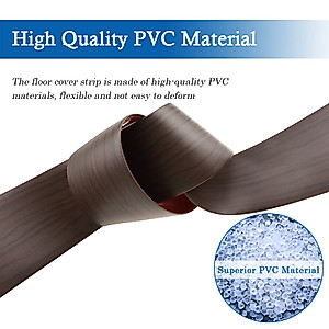 Floor Transition Strip Floor Cover Strips Self Adhesive Flooring Transitions Laminate Floor Strip 2" Wide Vinyl Floor Flat Divider Strip Elegant Wood Grain Design (5cm, 20Ft, Black Walnut)