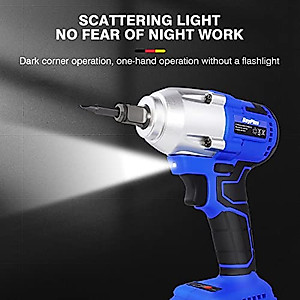 Cordless Impact Wrench 1/2 inch，420N.m Max Torque, Brushless Power Impact Gun, 6.0Ah Li-ion Battery with Fast Charger, 4Pcs Sockets, Electric Impact Driver for Car Home