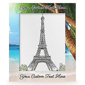 Mardesigns Personalized 8x10 Ocean Island Palm Tree Picture Frame, Wall Mount or Table Top Photo Frame, Palm Tree Wood Customized Frame Fits 8x10 or 6x8 Picture with Custom Text