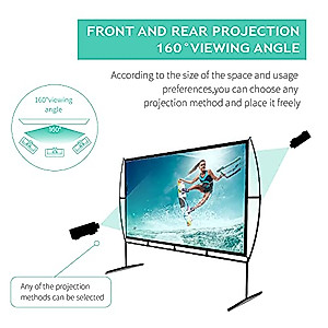 Projector Screen, Outdoor Projector Screen 150 Inch 16:9 4K HD Foldable Projector Screen with Stand for Outdoor Movie Screen Home Theater Indoor Projector Screen and Gifts Idea