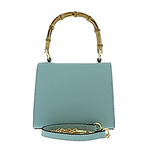 Pierre Cardin Light Blue Leather Small Vintage Structured Satchel Bag for womens