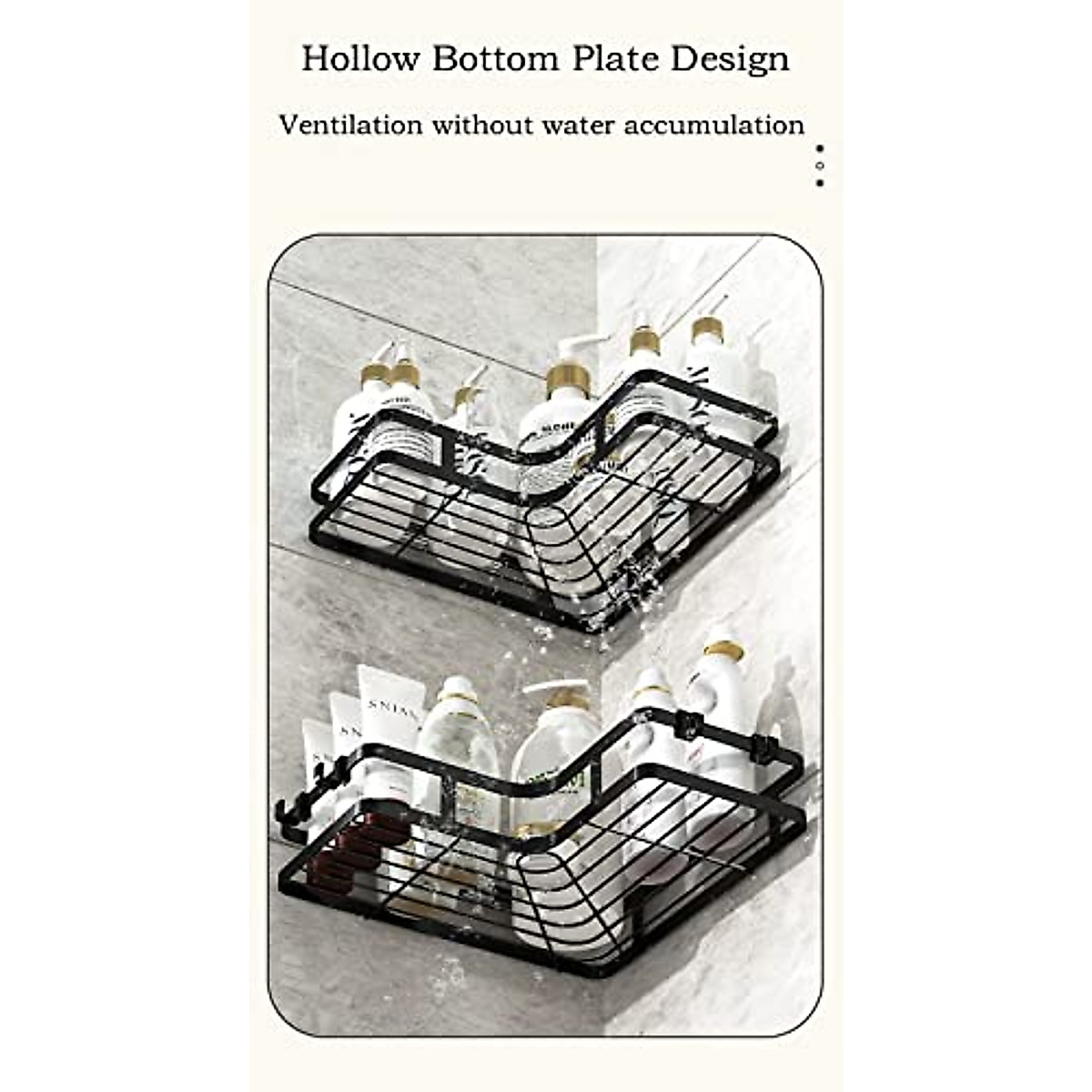 Corner Shower Caddy Shelf,Strong Adhesive Stainless Steel Shower Shelves No Drilling(2 Pack), Rustproof Stainless Steel Bathroom Wall-mounted Shower Organizer for bathroom,dorm and kitchen.(White)