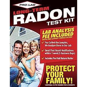 PRO-LAB Long-Term Radon Test Kit for Home EPA Approved with Advanced Alpha Track Detection Technology - Comprehensive Radon Monitoring with Lab Fee Included - Reliable & User-Friendly Solution