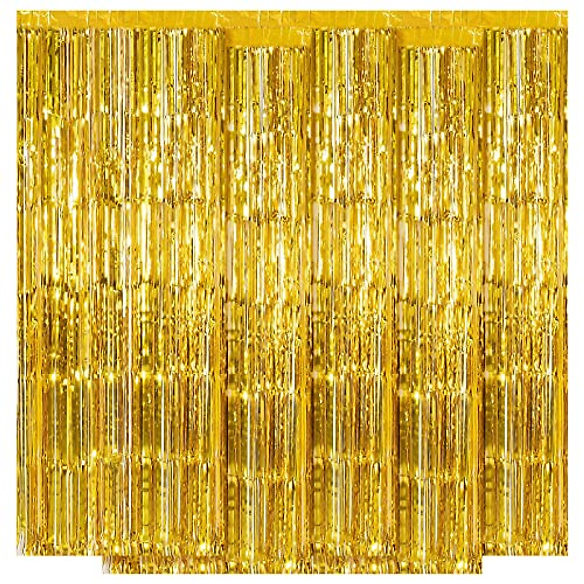 5 Pack Gold Fringe Backdrop 3.2ft x 8.2ft Foil Curtain Tinsel Foil Fringe Curtains Backdrop Tinsel Backdrop Streamers for Birthday Curtain Party Decoration Wedding Christmas Decoration (Gold)