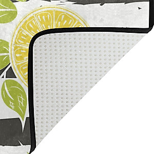Leaf Lemon Fruit Pattern Doormat Entrance Mat Floor Mat Rug Soft Bathroom Mat Kitchen Carpet (2' x 1.5')