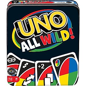 Mattel Games UNO All Wild Card Game for Family Night, Travel Game in Collectible Tin Where All Cards Are Wild, 2-10 Players (Amazon Exclusive)