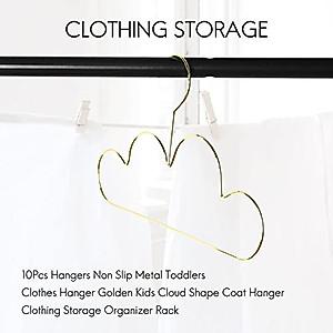 Pteanecay Coat Hangers for Kids,Gold Cloud Shape Metal Hangers Infant & Toddler Closet,11.8 * 7.7 * 0.2inch,10 PCS