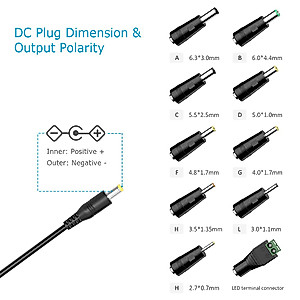 Belker 12V 3A 2.5A AC DC Power Adapter Supply Cord Wall Charger for 12 Volt Electronics - 3000mA Max.