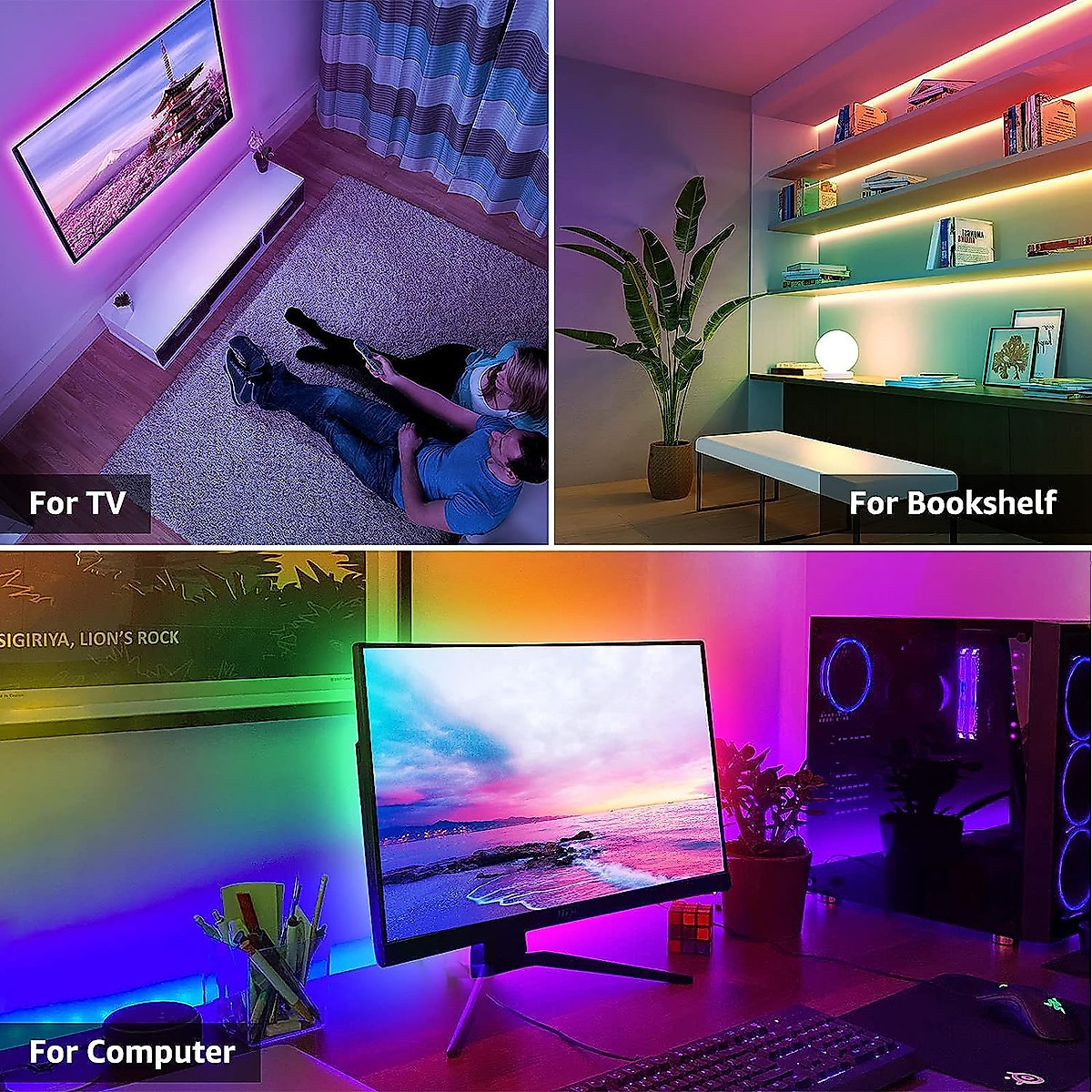 Smart LED Lights for TV - 6.56FT TV LED Backlights Work with Alexa and Google Assistant, App and Voice Control Strip Lights for 32-65 inch TVs, Computer, Bedroom, 16 Million RGB DIY Colors
