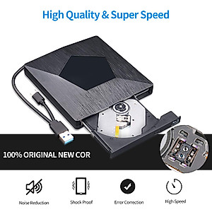 Wihool External Blu Ray CD DVD Drive, Portable 3D Blu-ray Drive USB 3.0 and Type-C DVD Burner Optical Bluray CD DVD Reader for Mac OS, Windows xp/7/8/10, Laptop PC