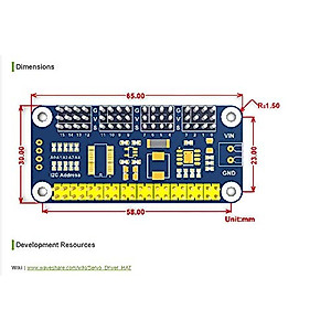 Servo Driver HAT Board for Raspberry Pi Zero/Zero W/Zero WH/2B/3B/3B+ 16-Channel Servo/PWM Outputs with I2C Interface Used for Controlling Robotic Arm or Hexapod Walker