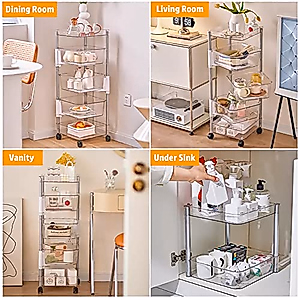 OnDisplay Multi-Tier Rotating Swivel Bin Storage Basket Tower - Kitchen/Bath/Laundry Organizer Utility Cart (Five Tier)
