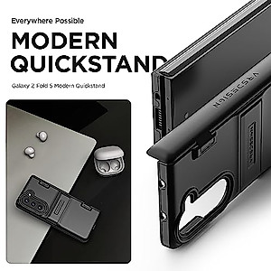VRS DESIGN Phone Case for Galaxy Z Fold 5 5G Phone Case (2023) [Quick Stand Modern], Modern Neat Style Hinge Protection Case with Multi Angle Kickstand & Tempered Glass Screen Protector
