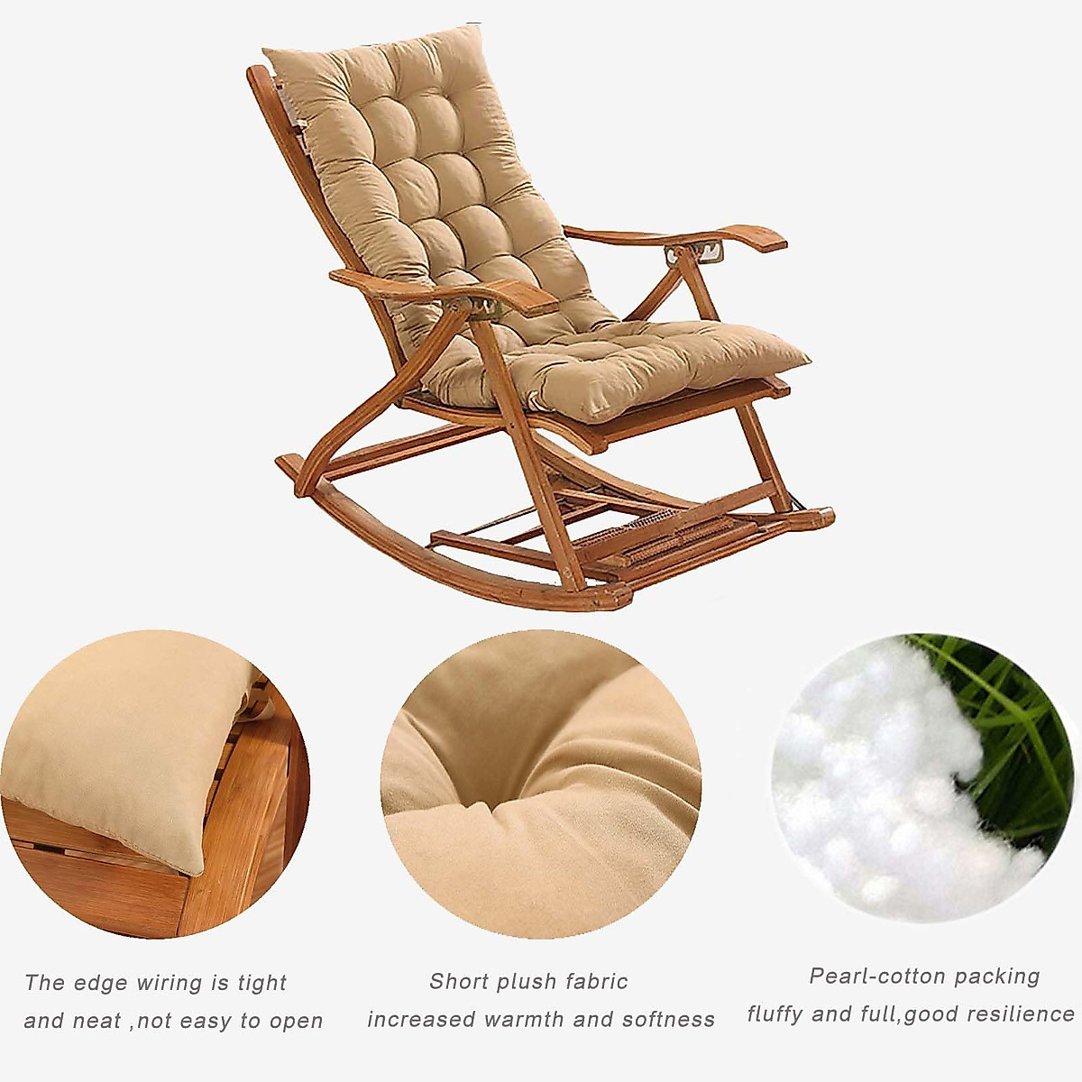 Outdoor High Back Chair Cushion with Ties Indoor Outdoor Rocking Chair Cushion Soft Thickened Replacement Seat Cushion for Patio Furniture,Orange