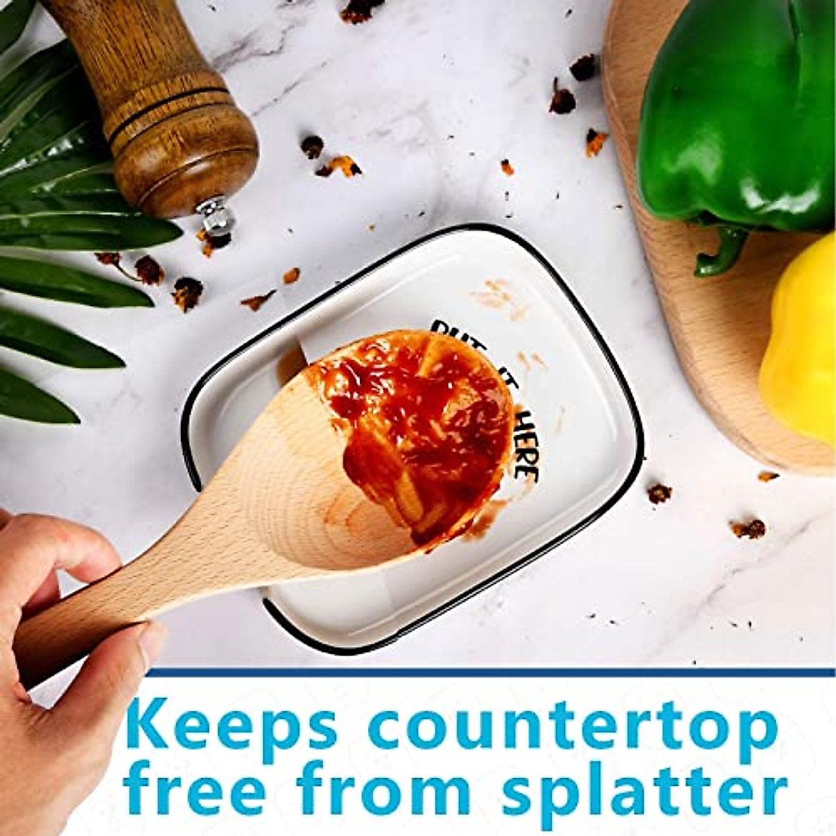 FANGSUN Large Spoon Rest for Stove Top, Ceramic Spoon Holder for Kitchen Counter,Farmhouse White Spoon Rest for Kitchen Decor, Cooking Utensil Rest for Spatula, Ladles, Tong, White-B