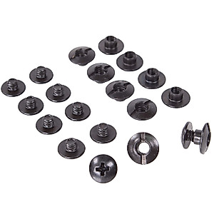 1/8" Black Chicago Screws & Binding Posts Fasteners for Leather Straps/Belts, Kydex Holster/Sheath Repair or Rivet Parts Replacement, Thru Hole Open Slot Design. Made in USA (10 Pack, Flat Head)