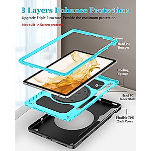 Case for Samsung Tab S7/S8 11 Inch 2022: Military Grade Shockproof Protective TPU Cover for Galaxy Tablet S7 11 Inch 2020 W/Stand - Handle - Shoulder Strap - S-Pen Holder -Mint Green