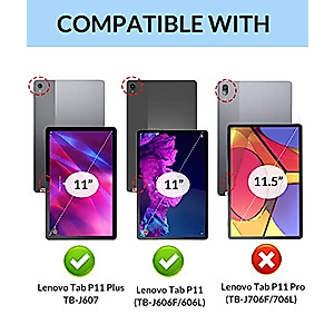 MoKo Case Compatible with Lenovo Tab P11 Plus Case 2021(TB-616F)/Tab P11 2020 11 inch (TB-J607F TB-J606X TB-J606F), Origami Standing Shell Cover Case with Multi Angle Magnetic TPU Back Cover, Black