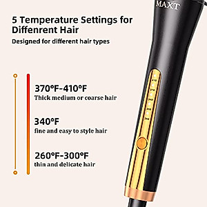 MAXT Curling Irons Waver Curling Wand Ceramic Tourmaline Hair Curler Dual Voltage Curlers Long Lasting Curls & Waves Hair Wand with 5 Heat Settings Glove Clips Include (3/4 Inch)