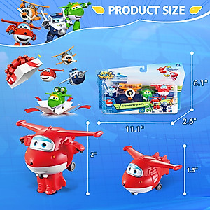 Super Wings 2" Transform-A-Robots 4 Pack Jett, Paul, Mira, and Grand Albert, Airplane Toys Mini Action Figures, Transformer Toys for 3+ Years Old Boys and Grils