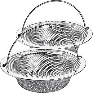 LASSHSWA Kitchen Sink Strainer Stainless Steel, Kitchen Sink Drain Strainer with Handle, Sink Strainers with Large Wide Rim 4.5" Diameter for Kitchen Sinks (2PCS)