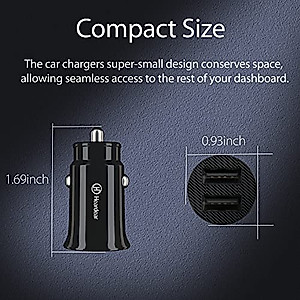 USB Car Charger, 2 Pack Cigarette Lighter USB Charger 4.8A Car Charger Adapter Car Plug Adapter Flush Fit Compatible with iPhone 13/12/11/XR/XS,ipad Air 2/Mini,Samsung Note 9/S10/S9 (2 Pack Black)