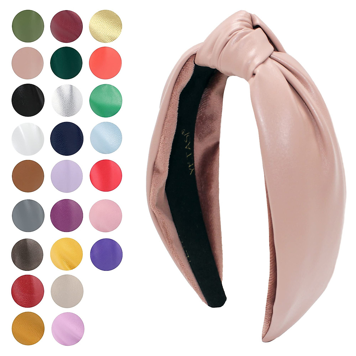 YETASI Headbands for Women Pink Trendy Head bands for Women's Hair Faux Leather Knotted Headband for Women is a Top Knot Womens Headbands Fashion Designer