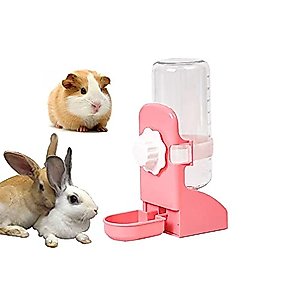 Mcgogo Rabbit Water Bottle, Guinea Pig Water Bottle,17oz Hanging Fountain Automatic Dispenser No Drip Water Bowl for cage (Pink)