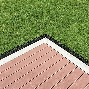 Abba Patio Garden Fence Recycled Plastic Landscape Edging 12 Sections 6.4" L x 5.7" W Flexible No-Dig Scroll Style Decorative Border, Black