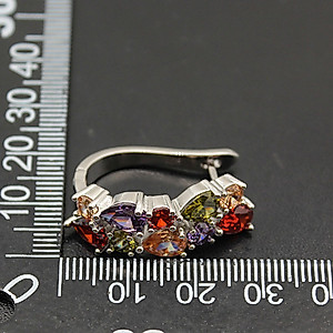 Vanessa Multi Gemstone Jewelry Sets for Women, Sparkling Garnet Amethyst Morganite Peridot Topaz Gifts For Her (Clip On Earrings)