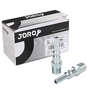 JOROY Lincoln L-style Air Hose Fittings, 1/4 Inch Flow Size, 1/4 Inch Male Threads Size, Steel Material, 300PSI, 10 Pieces Air Compressor Accessories Fittings