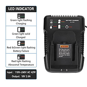 18V for Ridgid Battery Charger R86092 R86091 Replacement for Ridgid 18V NiCad/Lithium Ion Battery R840093, R840095, R840083, R840085, R840086, R840087, R840089, AC840085, AC840086