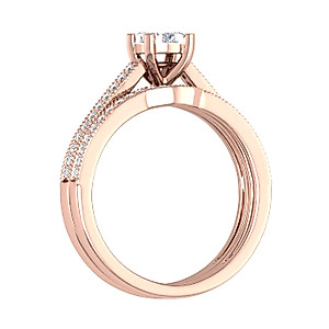FINEROCK 0.40 Carat Diamond Bridal Ring Set in 10K Rose Gold (Ring Size 5.25)