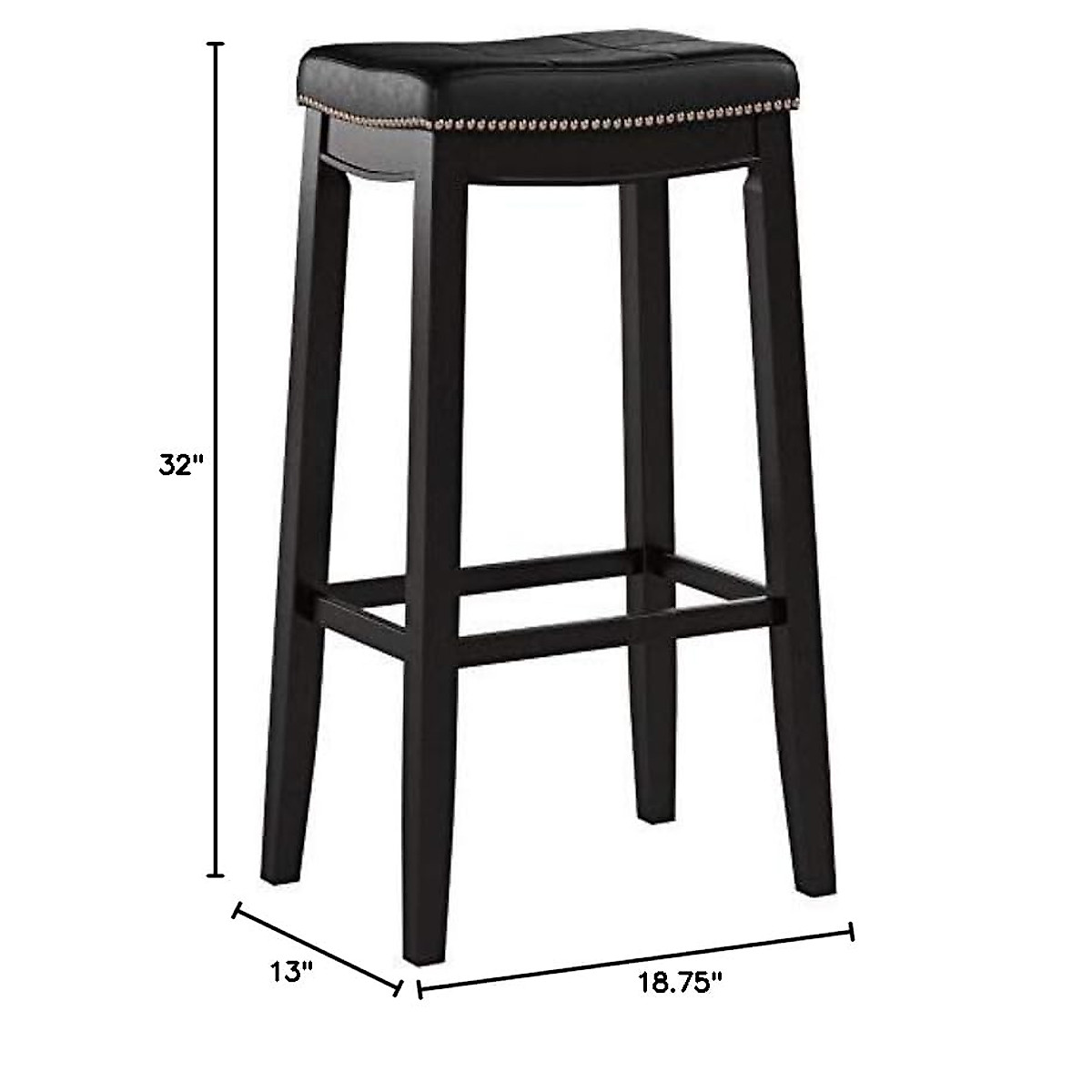 Linon Claridge Bar, Black Stool, 32" X 18.75" X 13"