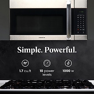 Farberware Over-the-Range Microwave Oven, 1.7 Cu. Ft. - 1000W - Auto Reheat, Multi-Stage Cooking, Melt/Soften Feature, Child Safety Lock, LED Display - Space Efficient & Powerful - Stainless Steel