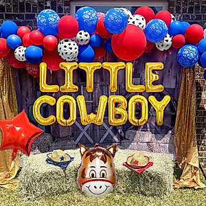 JeVenis Little Cowboy Baby Shower Decorations Western Baby Shower Decoration Wild West Baby Shower Balloons Cowgirl Tablecloth Horse Balloon