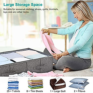 Vicyak 2 Pack Under Bed Storage Containers, 54L Large Capacity Linen Foldable Waterproof Storage Bins with Clear Window and 4 Reinforced Handles, Organizer Bags for Clothes, Blankets and Shoes