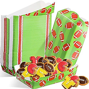 100 Pcs Football Paper Food Trays Nacho Trays Football Paper Party Bowls Football Party Supplies Snack Candy Holder Trays Disposable Serving Trays for Football Sports Event Family Party Decorations