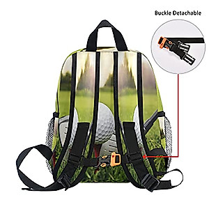 TropicalLife Sport Golf Ball Kids Backpack School Bag, Grass Preschool Bookbag for Toddler Boys Girls Teens