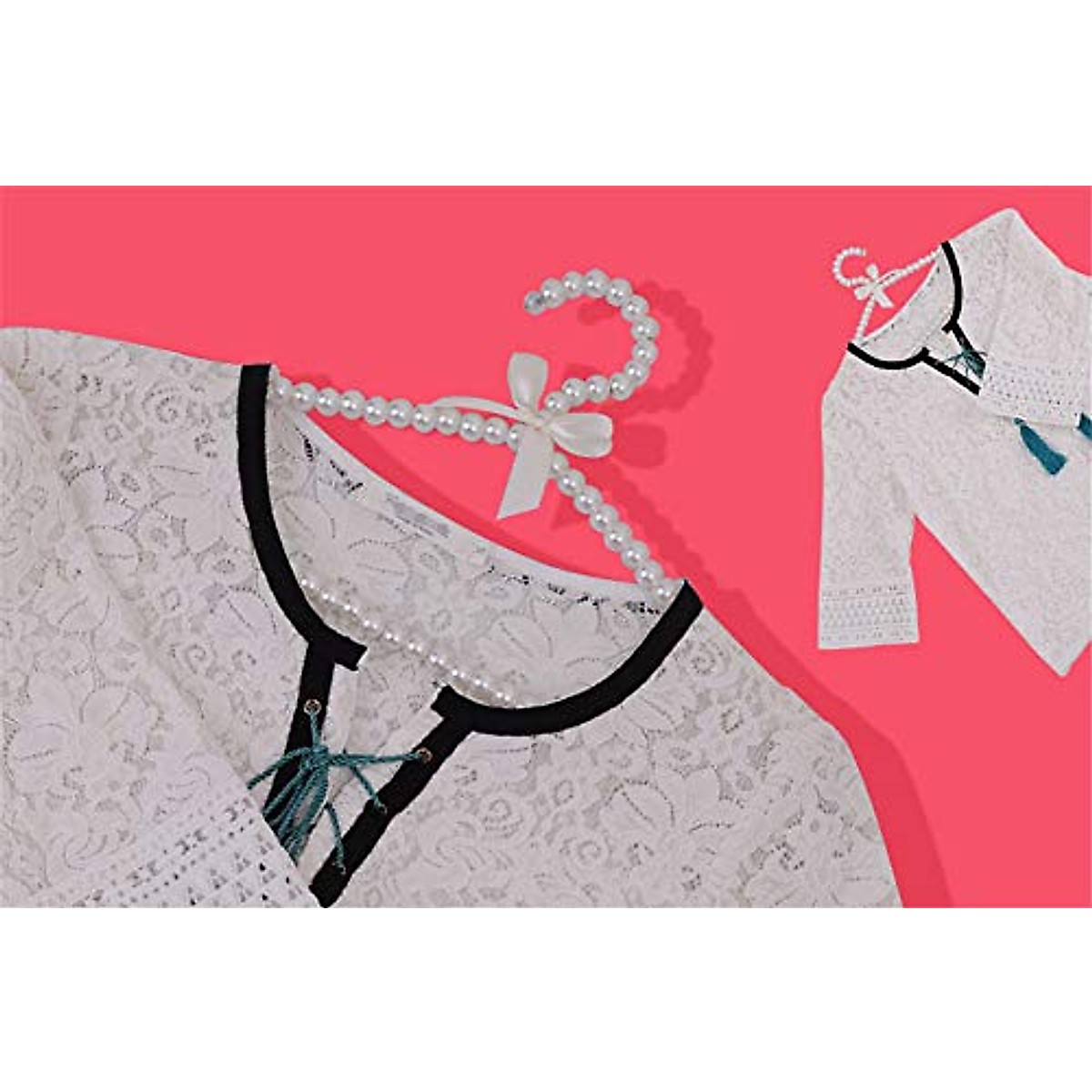 Aimeely Pack of 5 Pearl Clothes Pants Hangers Bowknot Beaded Wedding Home Shop Clothes Rack 1#